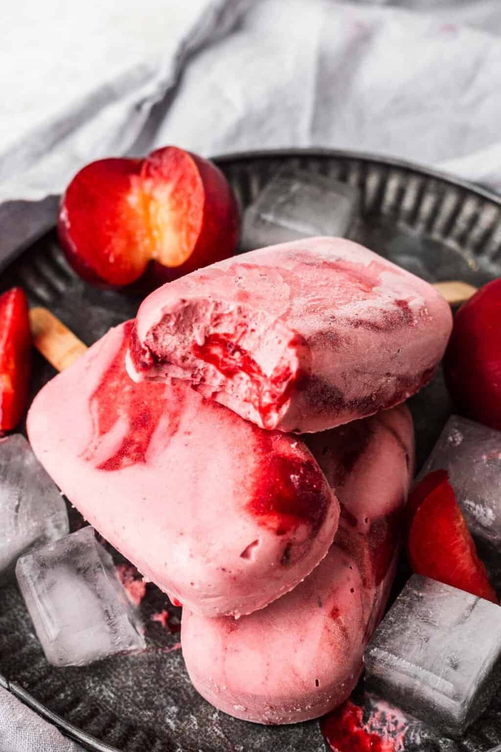 Roasted Plum Ice Cream Popsicles | Emma Duckworth Bakes