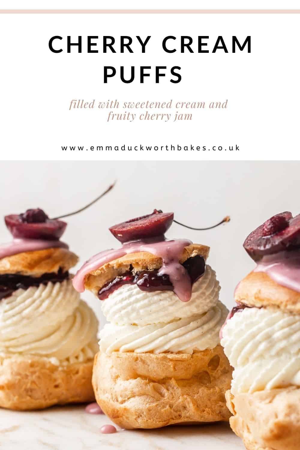 Cherry Cream Puffs (with process images) | Emma Duckworth Bakes