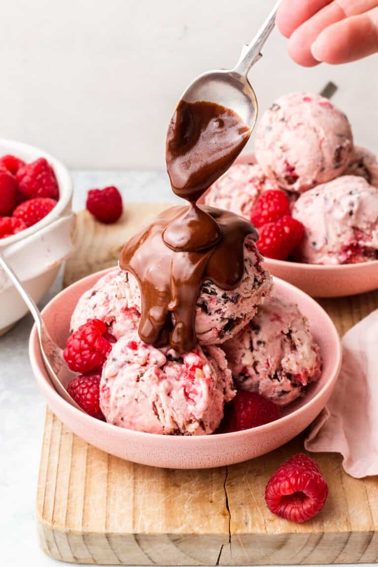 Raspberry Chocolate Ice Cream (No-Churn) | Emma Duckworth Bakes